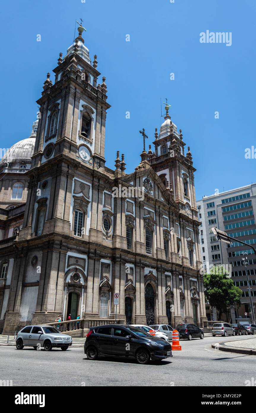 Facade and entrance of Candelaria church located at Barao de Drumond ...
