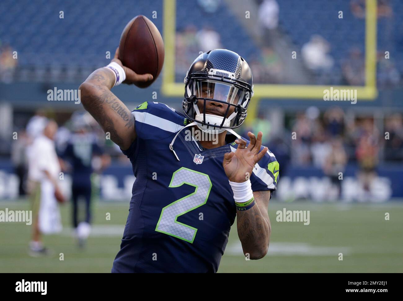 Seattle Seahawks quarterback Trevone Boykin passes during warmups ...