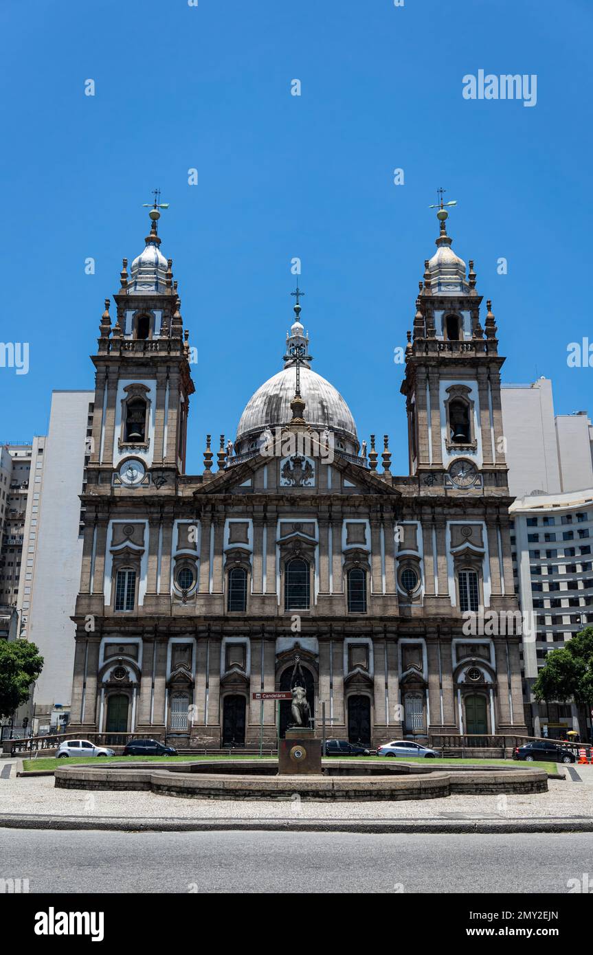 Facade view of Candelaria church located in Centro district, at Barao ...