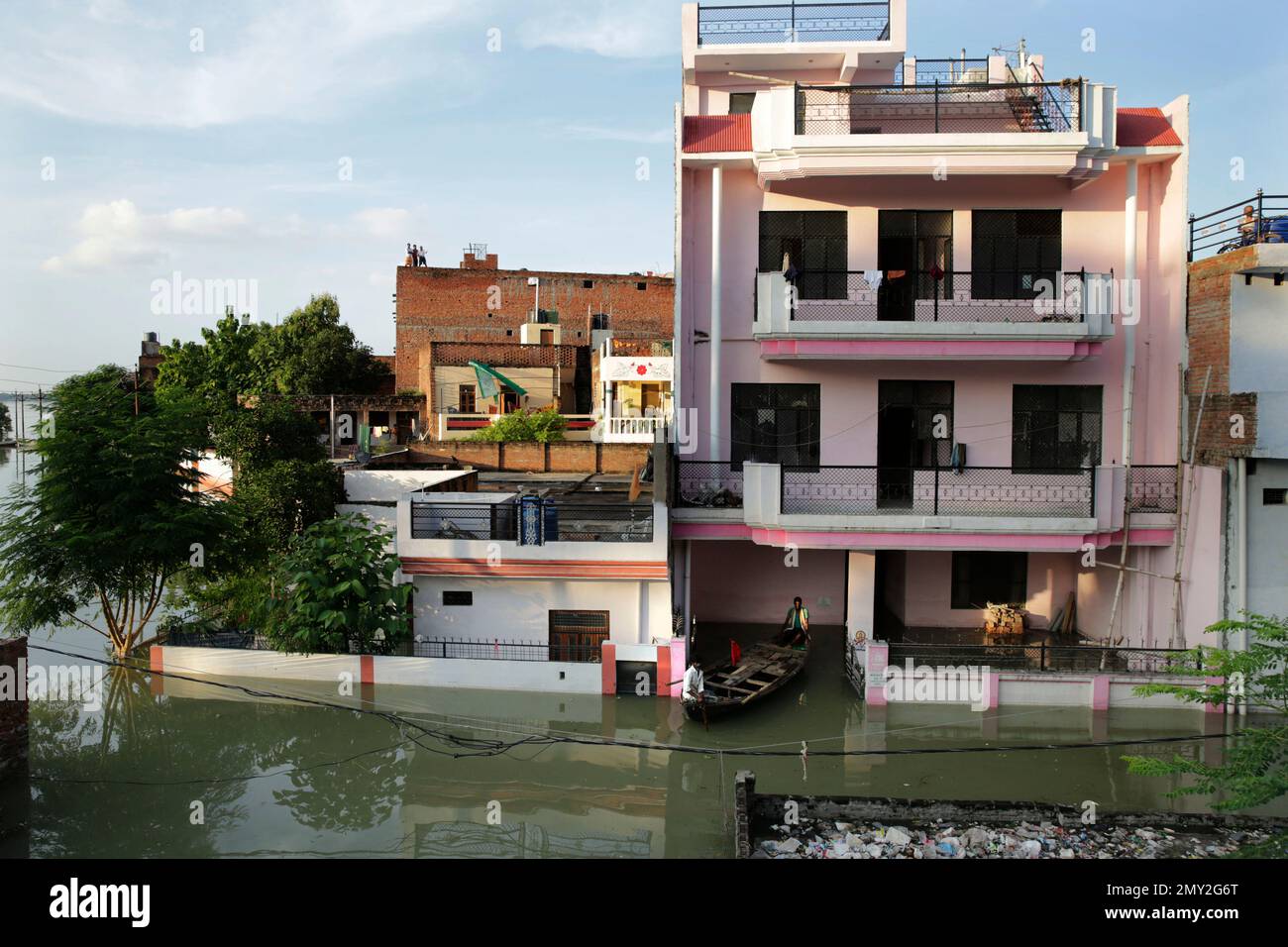 Houses are seen seen submerged in the flooded river Ganges in Allahabad ...
