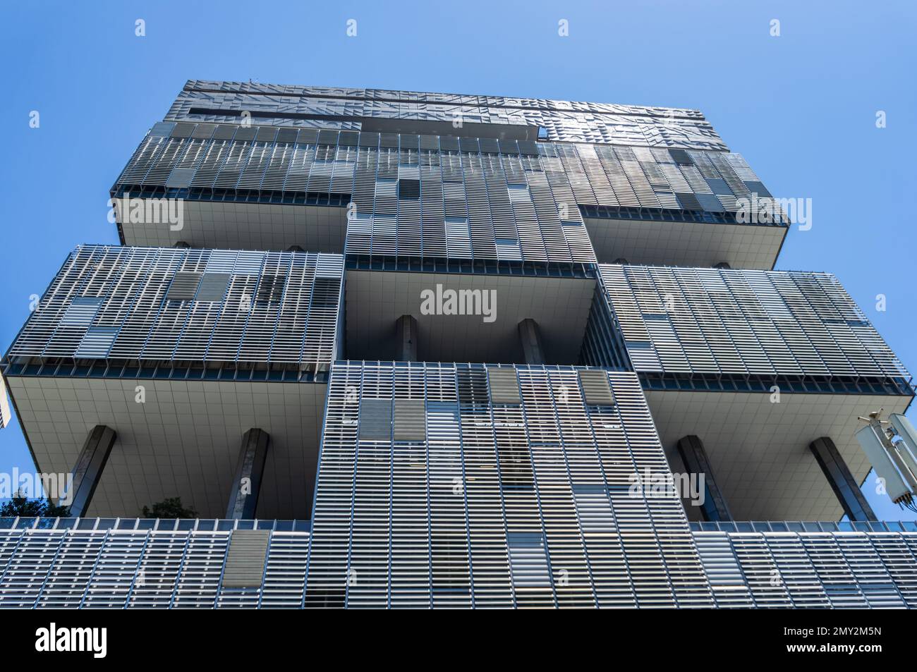 View of modern Petrobras headquarters building facade as saw from ...