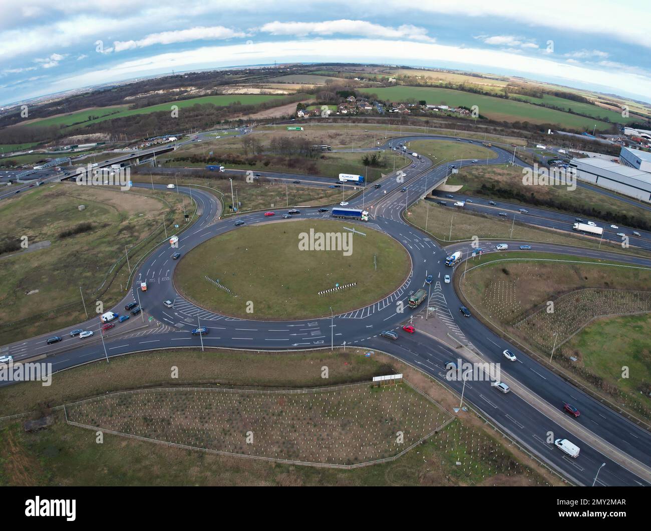 Beautiful Aerial view of Motorways and Traffic Stock Photo - Alamy
