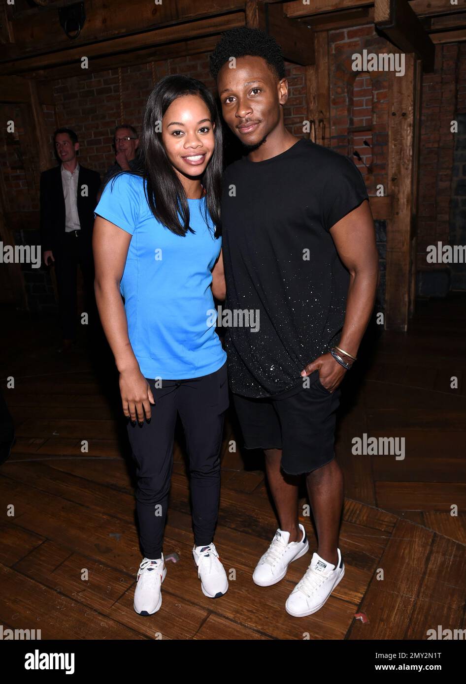 U.S. Gymnastics gold medalist Gabby Douglas poses with "Hamilton" cast ...