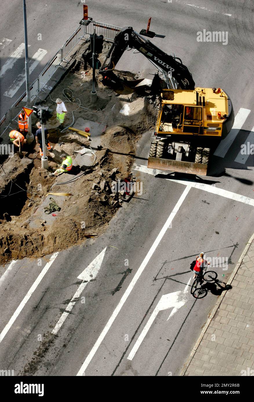 Excavation in a street, Linköping, Sweden Stock Photo - Alamy