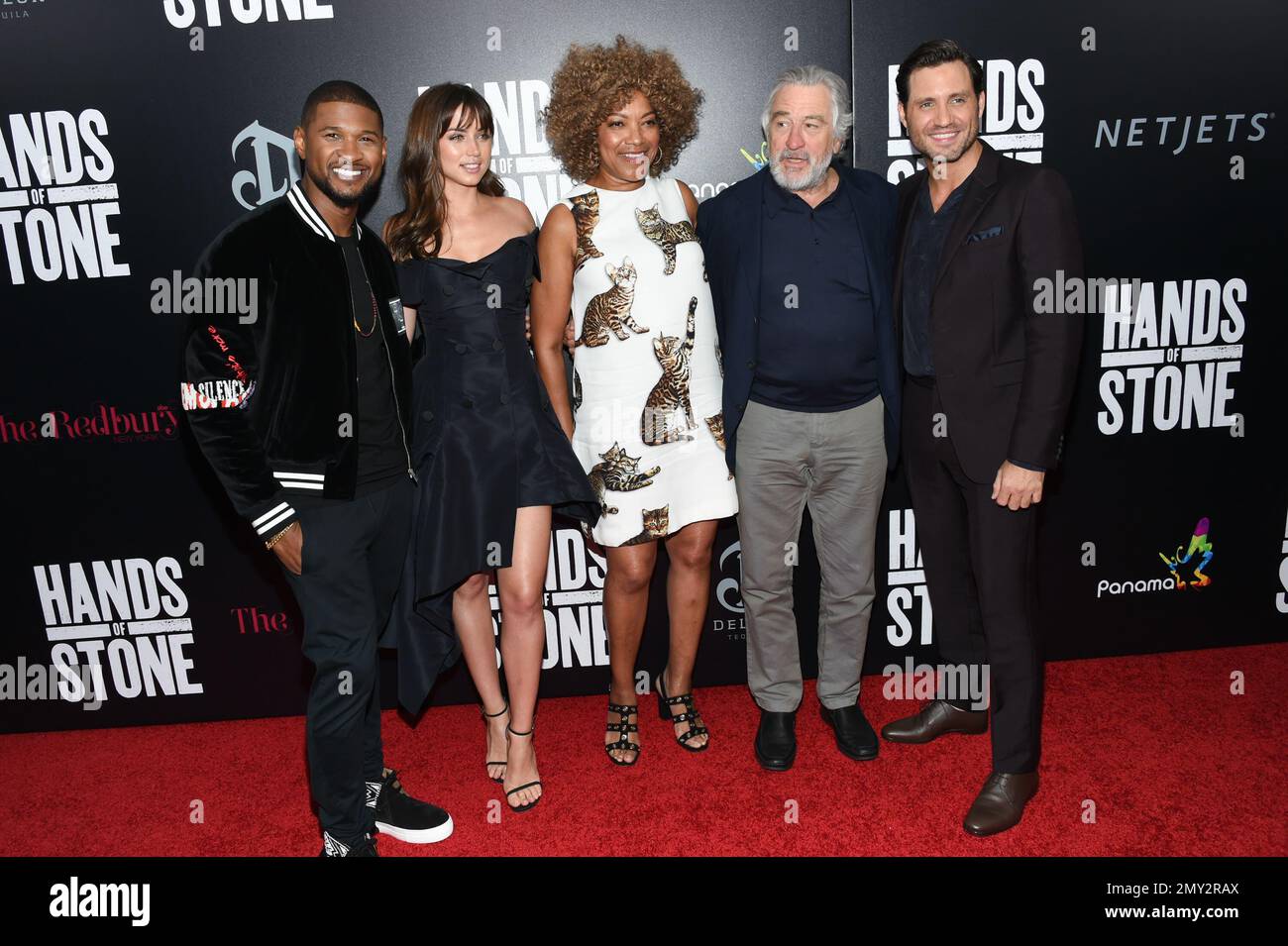 Actors Usher Raymond, left, Ana De Armas, Robert De Niro, his wife ...