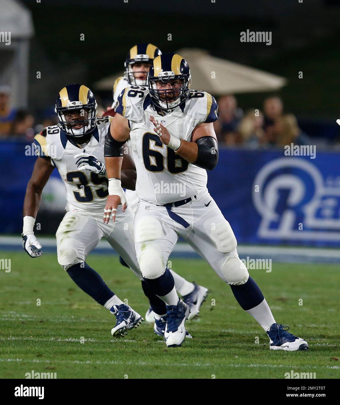 Los Angeles Rams offensive guard David Arkin (66) during a preseason ...