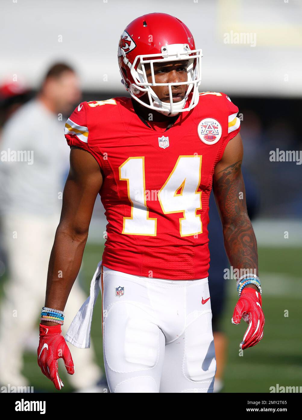 Kansas City Chiefs wide receiver Demarcus Robinson (14) during a ...