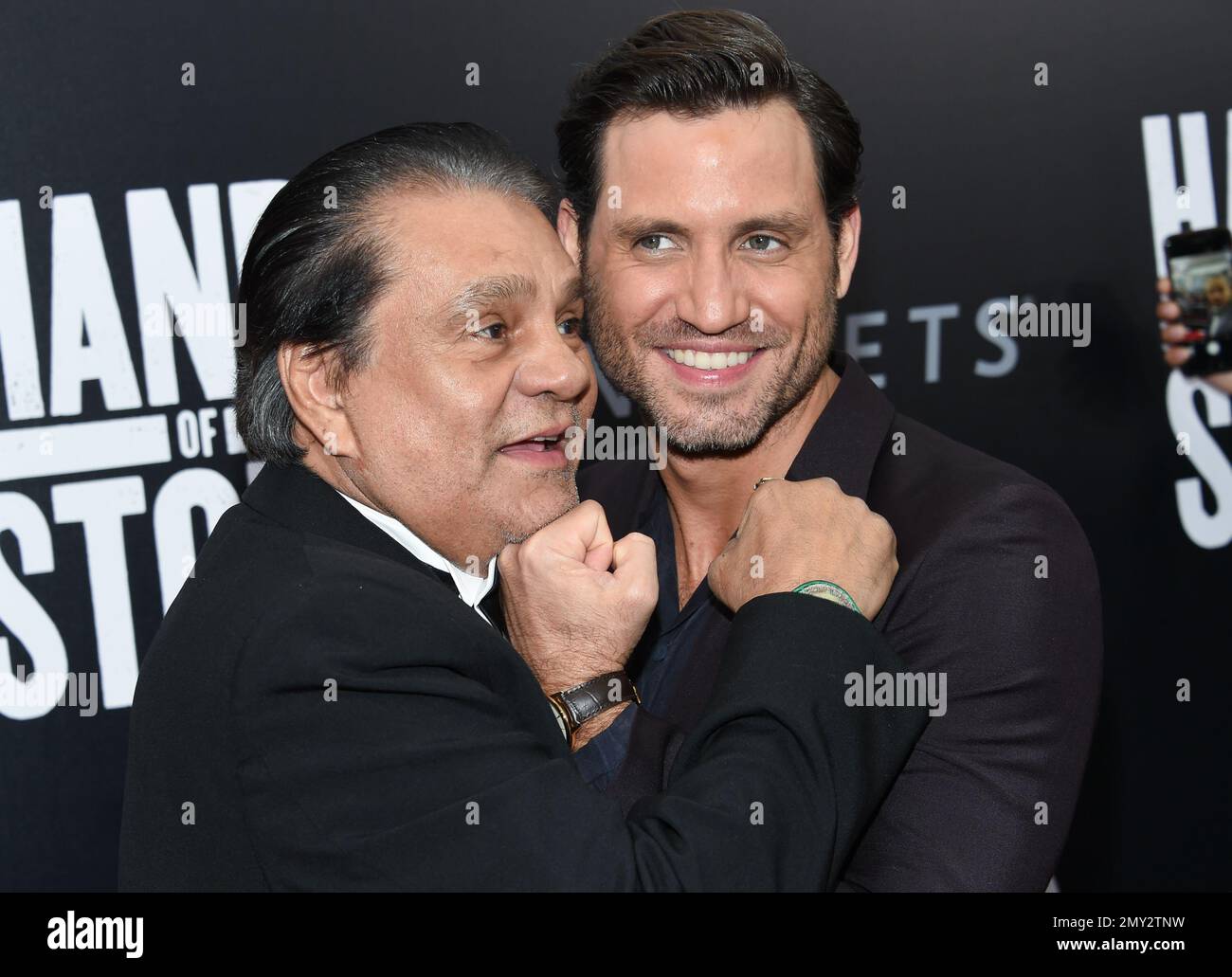 Former professional boxer Roberto Duran, left, and actor Edgar Ramirez ...
