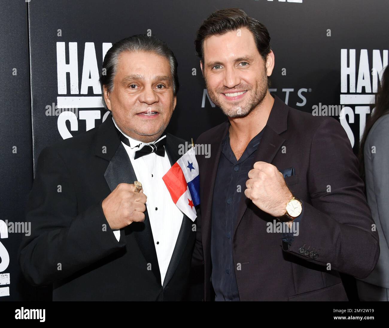 Former professional boxer Roberto Duran, left, and actor Edgar Ramirez ...