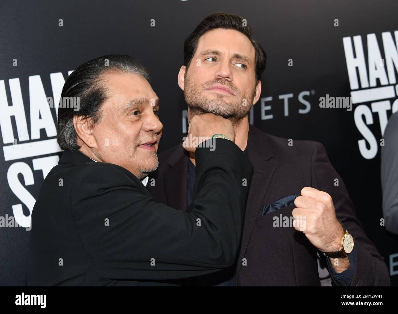 Former professional boxer Roberto Duran, left, and actor Edgar Ramirez ...
