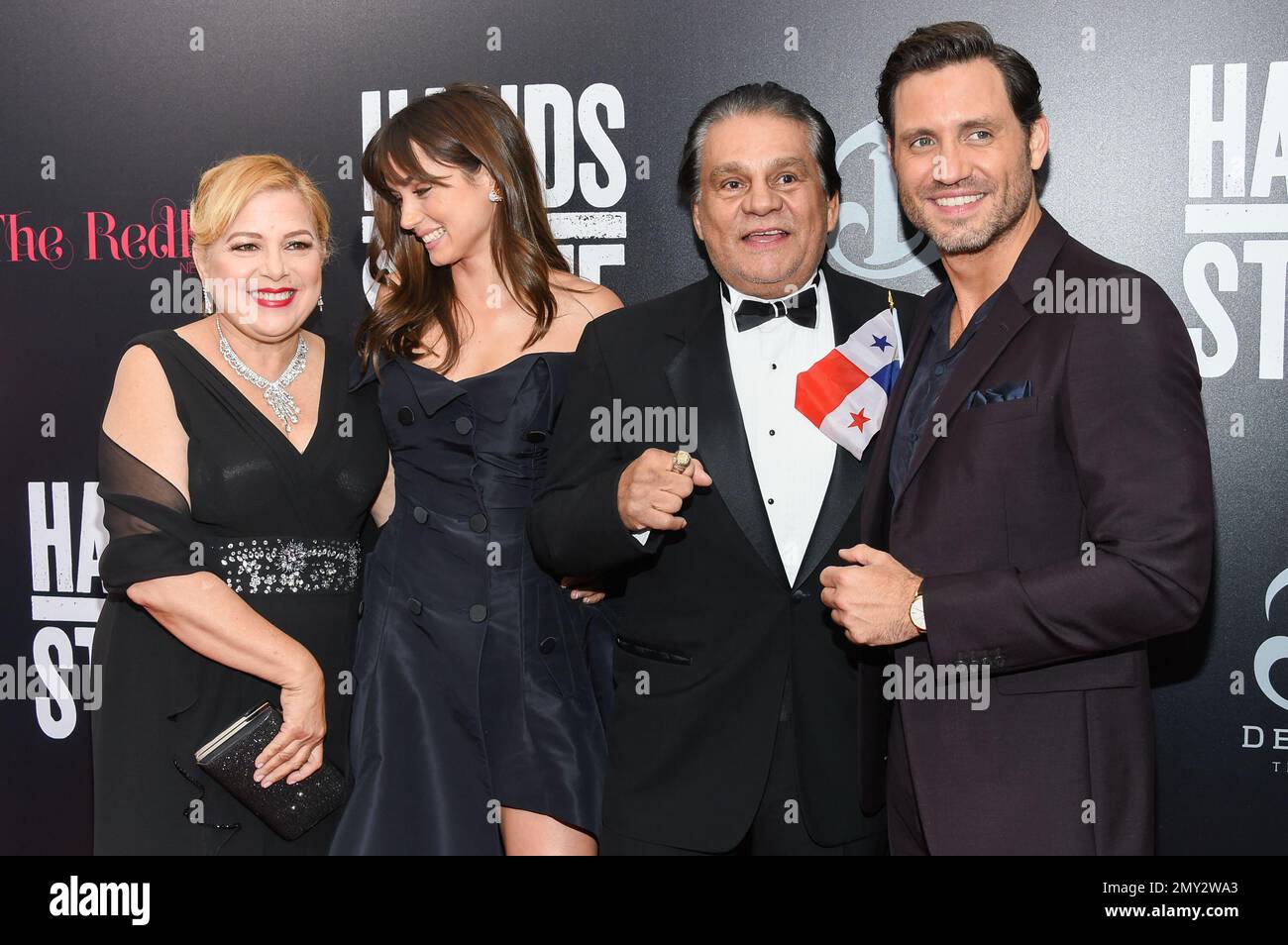 Former professional boxer Roberto Duran, actor Edgar Ramirez, right ...