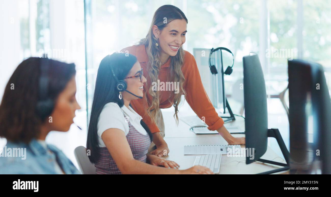 Business, women and celebration with handshake, manager and sales ...