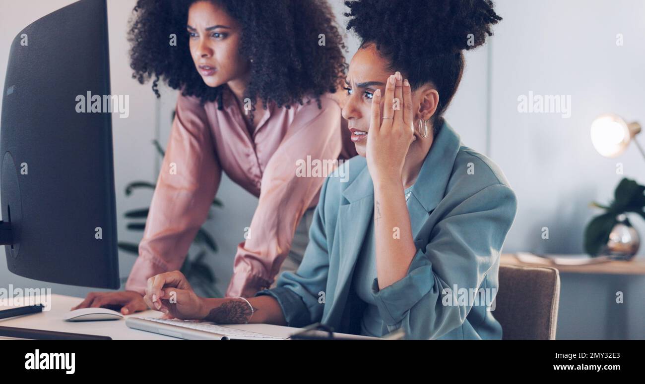 Computer, black african american woman or manager coaching, training or ...