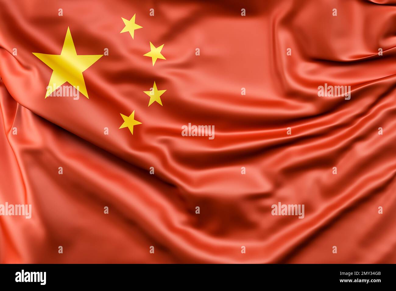 Realistic chinese flag waving hi-res stock photography and images - Alamy