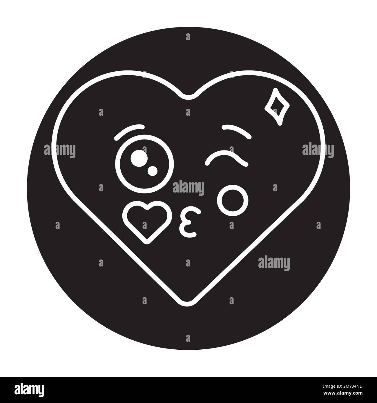 Pink character in the shape of a heart color line icon. Mascot of ...