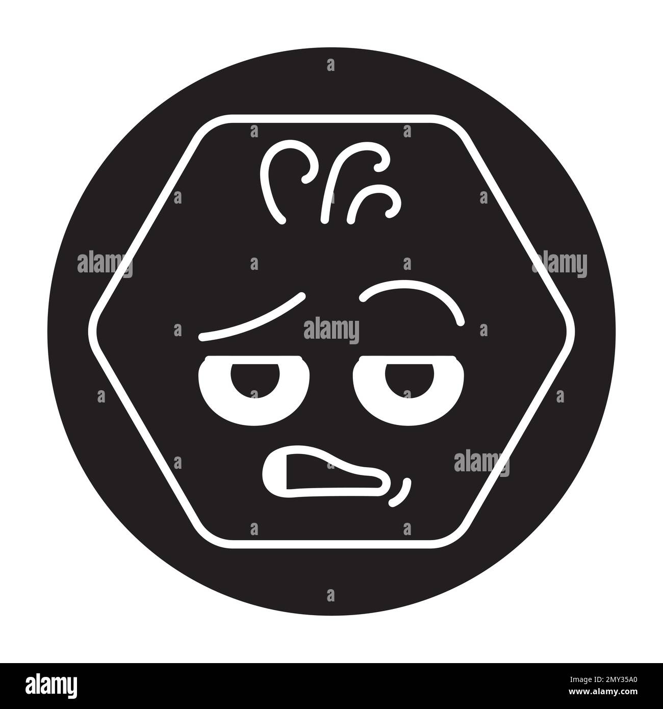 Hexagonal orange character color line icon. Mascot of emotions ...