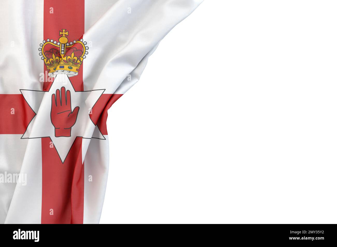 Flag of Northern Ireland in the corner on white background. 3D ...