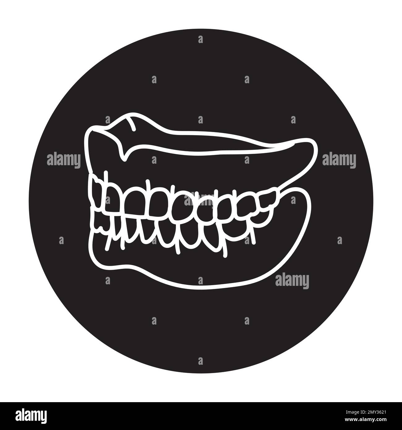 False teeth line icon. Dental prosthetic. Vector illustration Stock ...