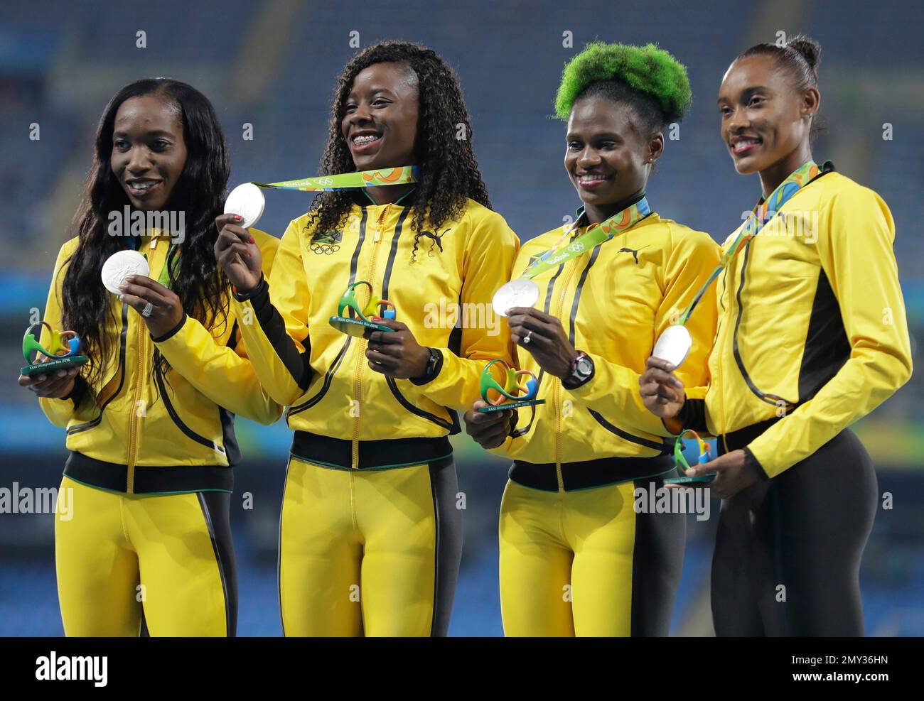 The Jamaica women's 4x400 meter relay team, Stephenie Ann McPherson ...