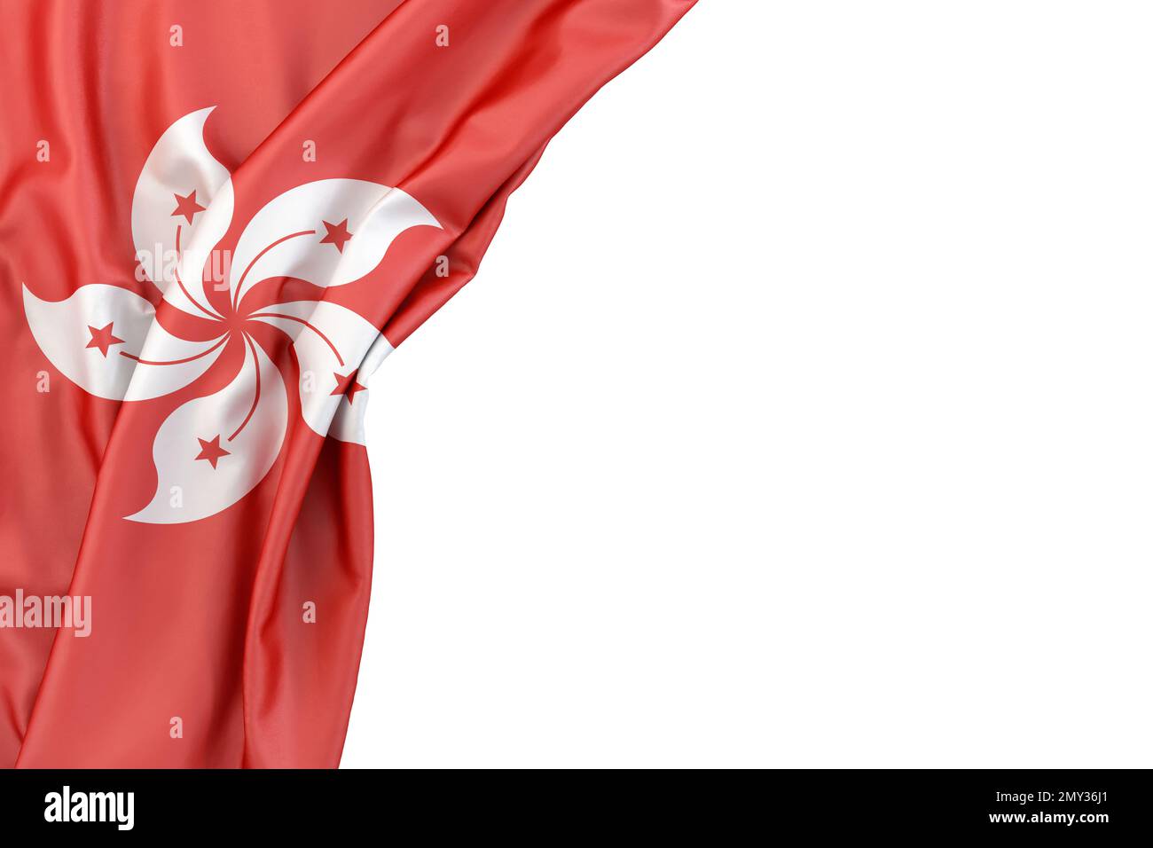 Flag of Hong Kong in the corner on white background. 3D rendering. Isolated Stock Photo - Alamy