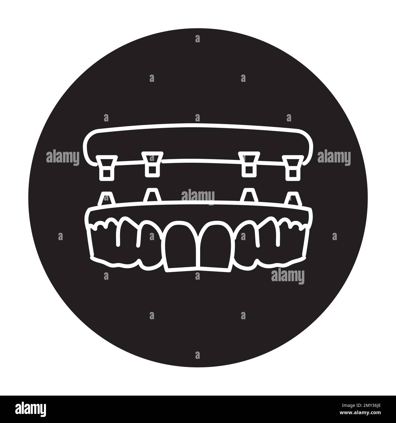 False teeth line icon. Dental prosthetic. Vector illustration Stock ...