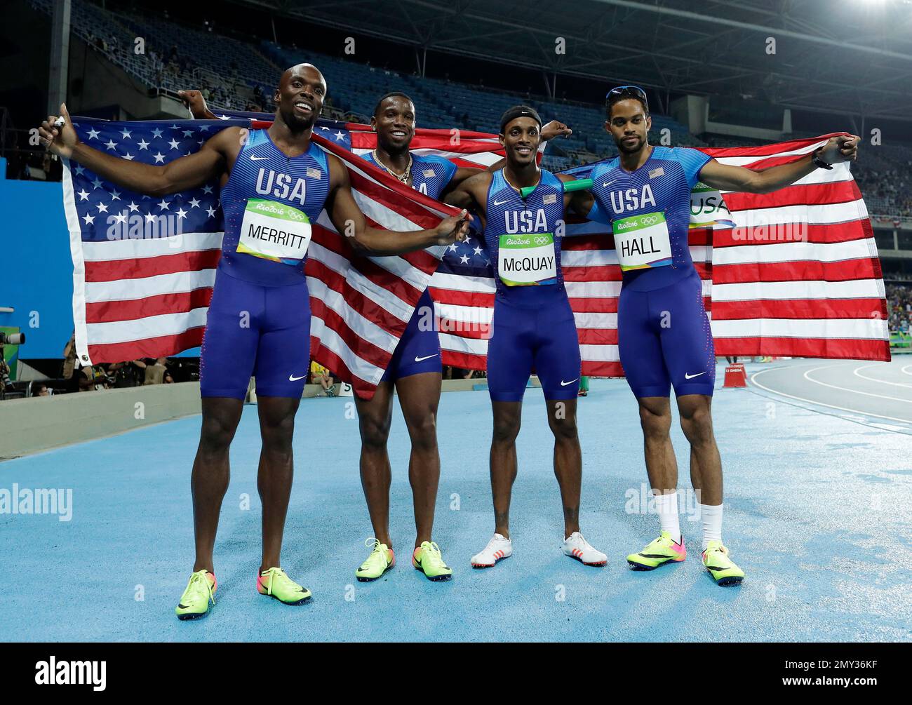 United States' Arman Hall, Tony McQuay, Gil Roberts and LaShawn Merritt ...