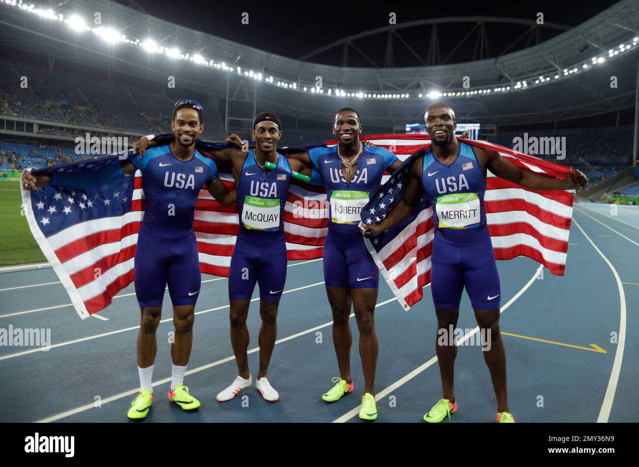 United States' Arman Hall, Tony McQuay, Gil Roberts and LaShawn Merritt ...