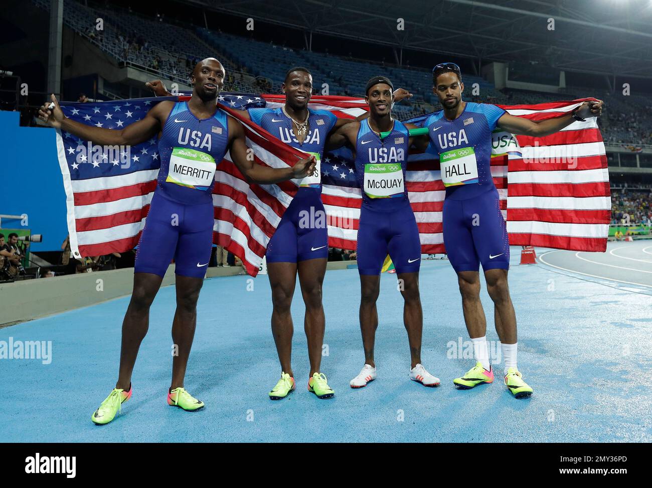 United States' Arman Hall, Tony McQuay, Gil Roberts and LaShawn Merritt ...