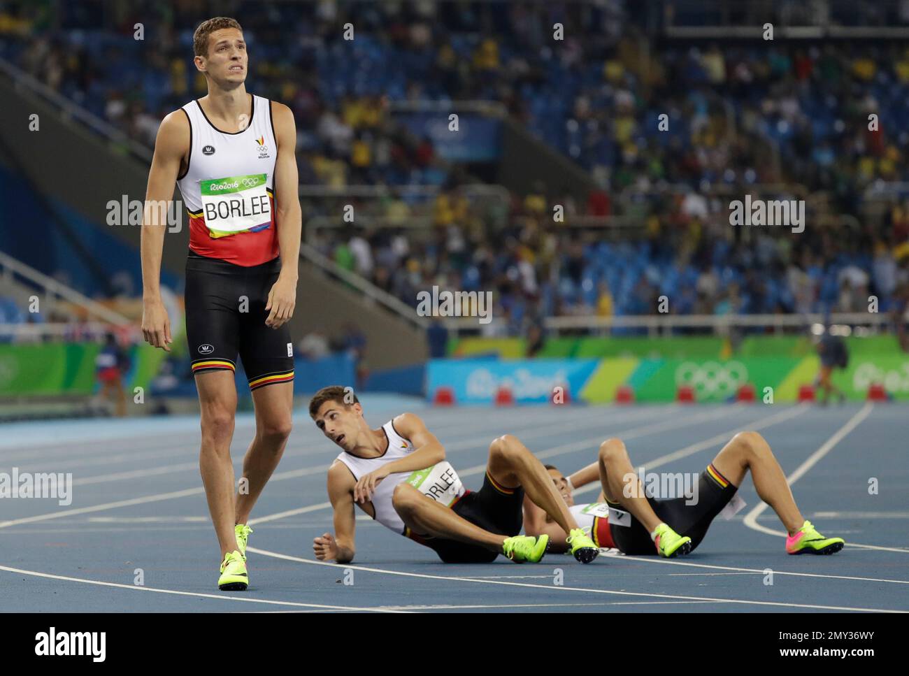 Belgium's Dylan Borlee after competing in the men's 4x400-meter relay ...