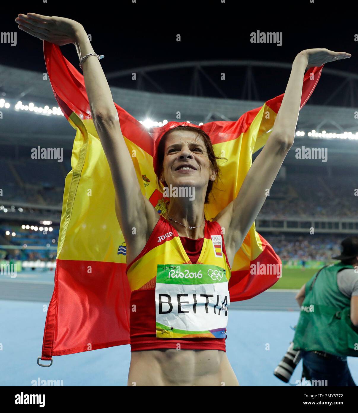 Spain's Ruth Beitia celebrates winning the gold medal in the women's ...