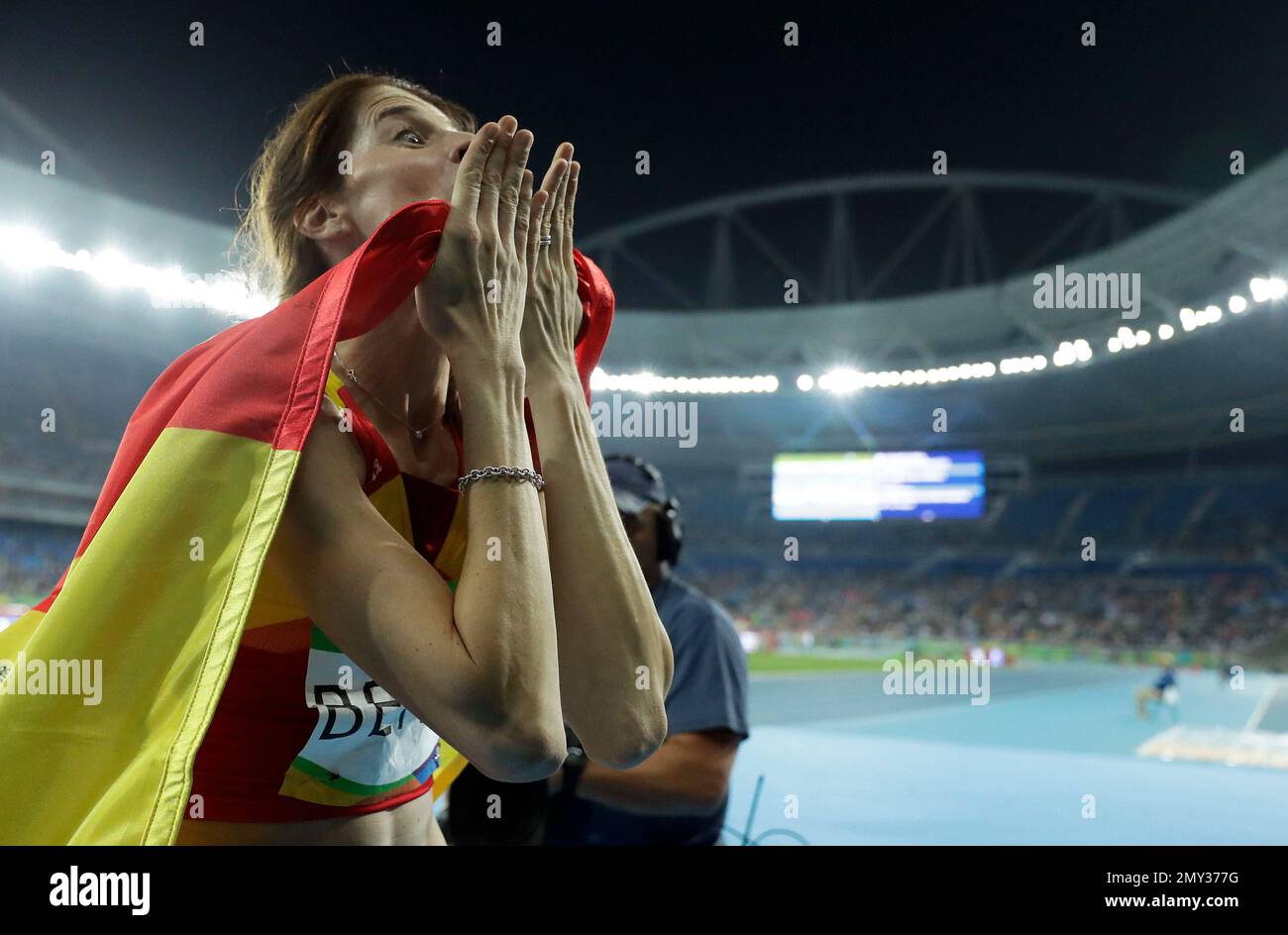 Spain's Ruth Beitia celebrates winning the gold medal in the women's ...