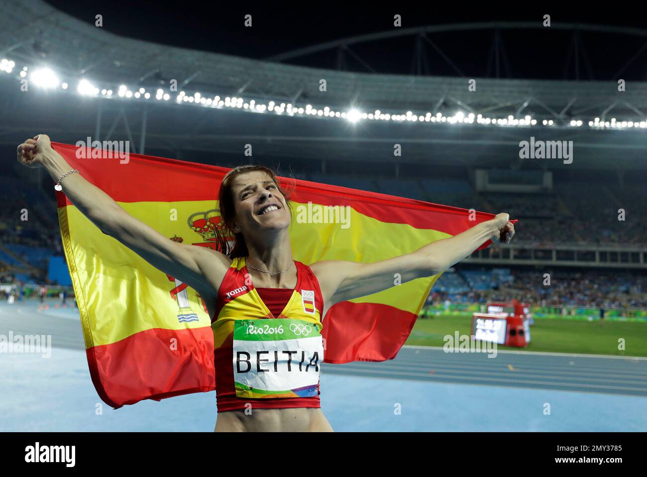 Spain's Ruth Beitia celebrates winning the gold medal in the women's ...