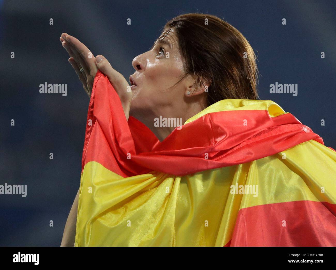 Spain's Ruth Beitia celebrates after winning the women's high jump ...