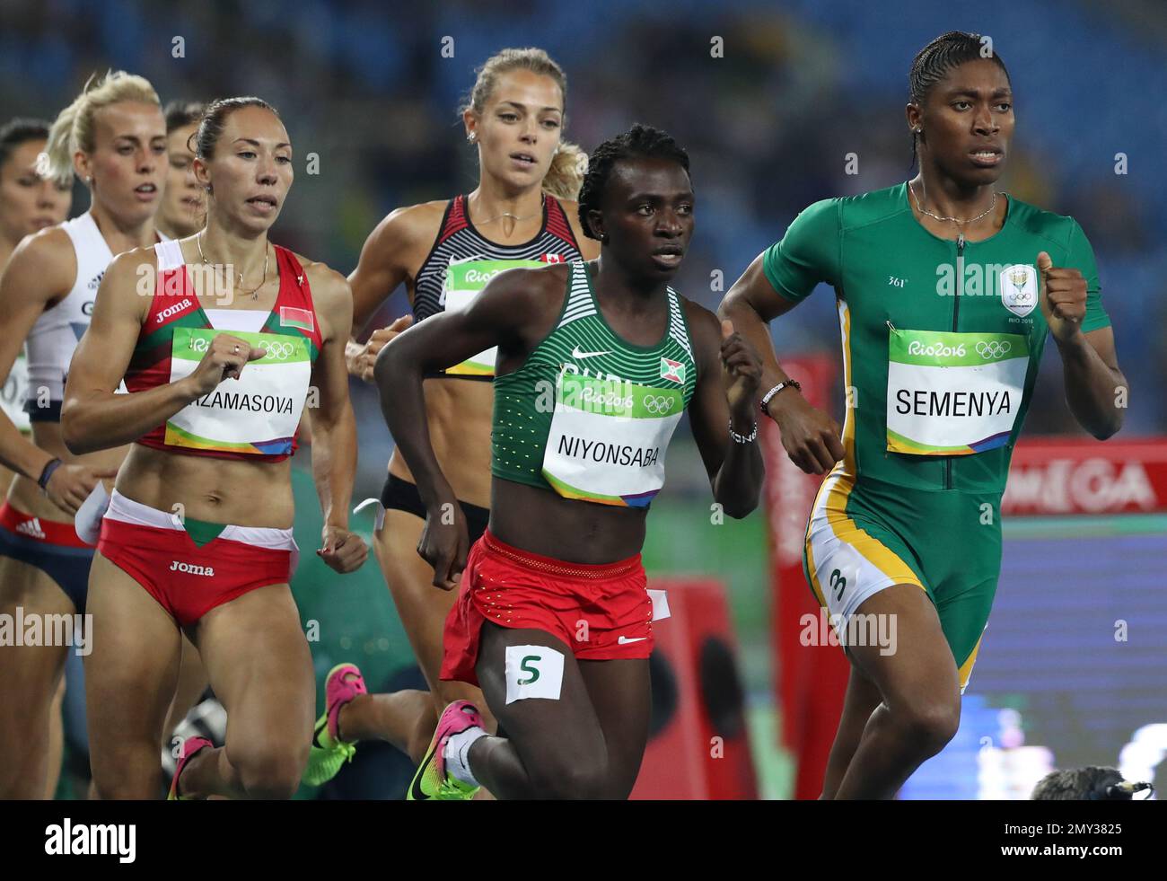 South Africa's Caster Semenya leads the women's 800-meters final during ...