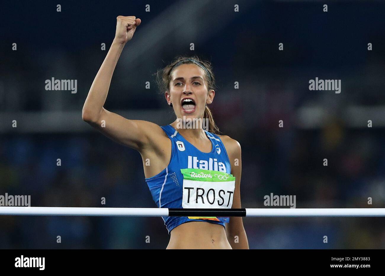 Italy's Alessia Trost competes in the women's high jump final, during ...