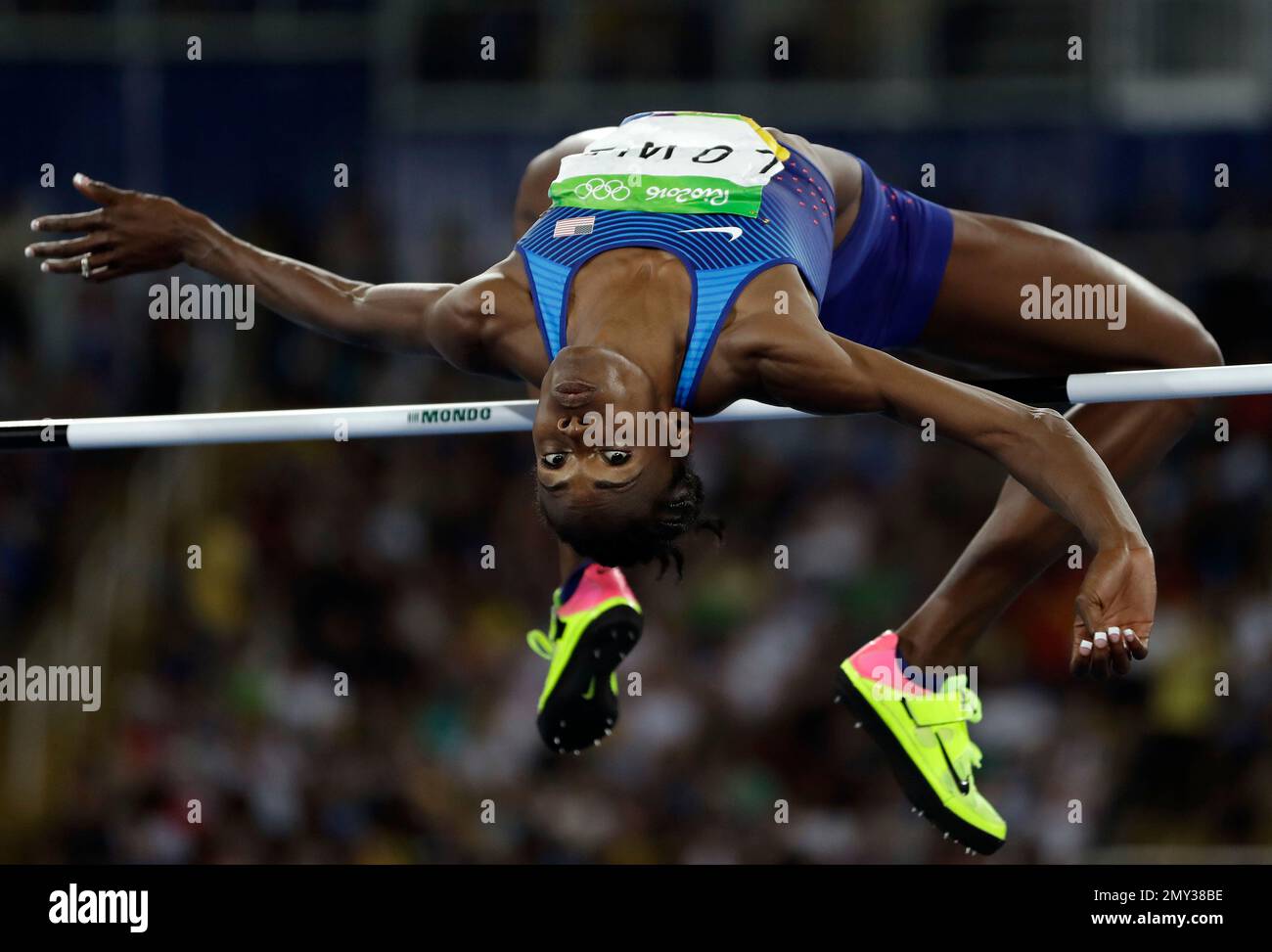 United States' Chaunte Lowe competes in the women's high jump final ...