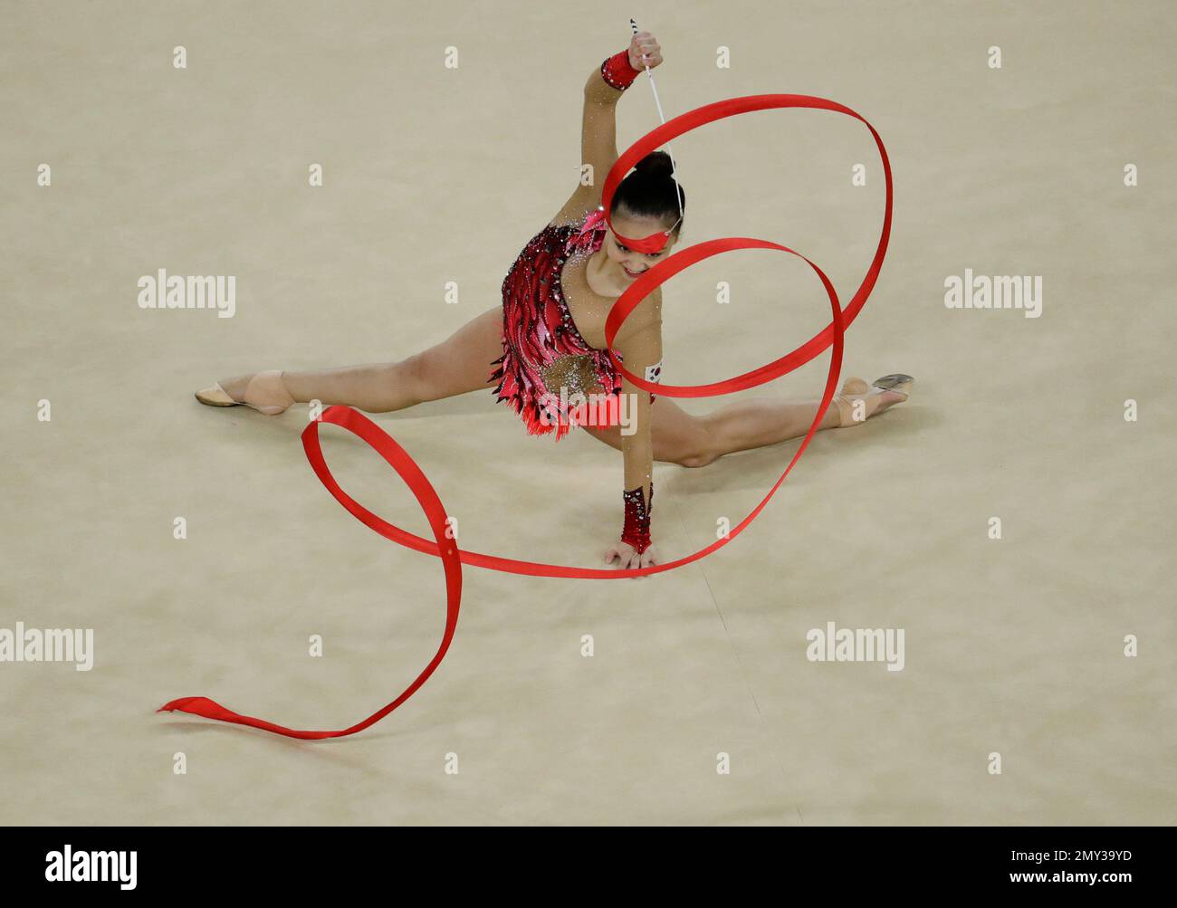 South Korea's Son Yeon-jae performs during the rhythmic gymnastics individual all-around final ...