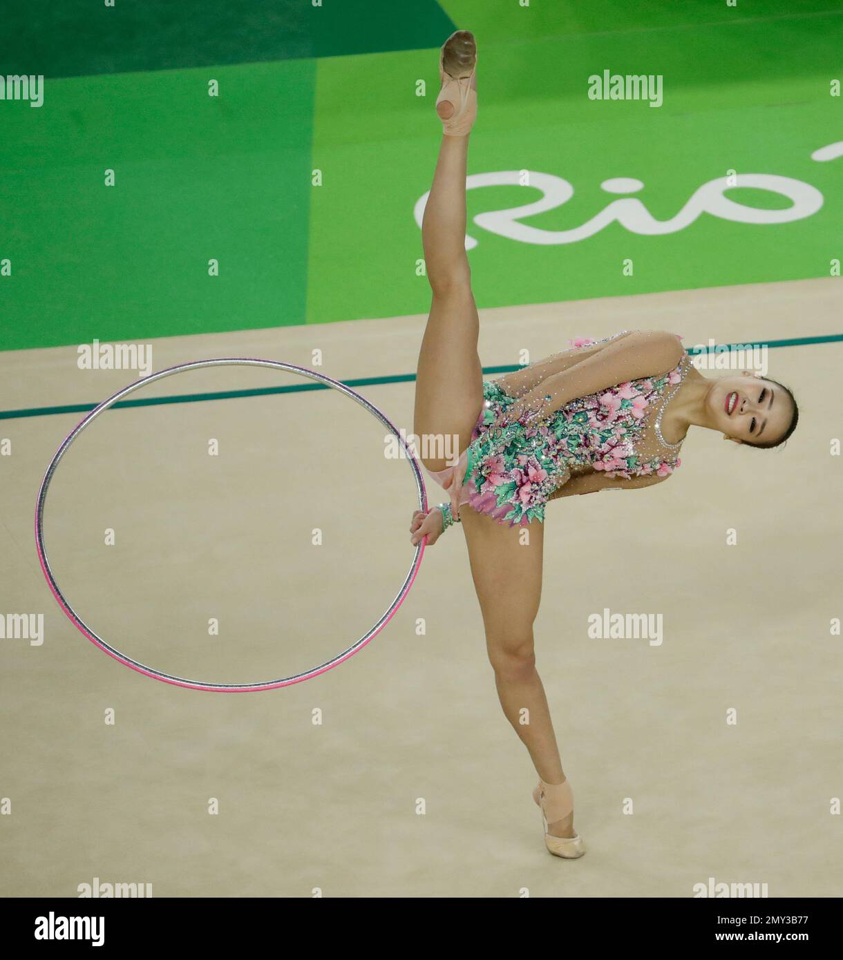 South Korea's Son Yeon-jae performs during the rhythmic gymnastics individual all-around final ...