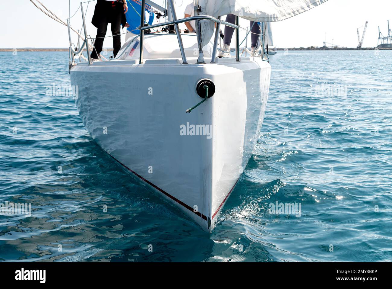 Front close-up view of a yacht bow Stock Photo - Alamy