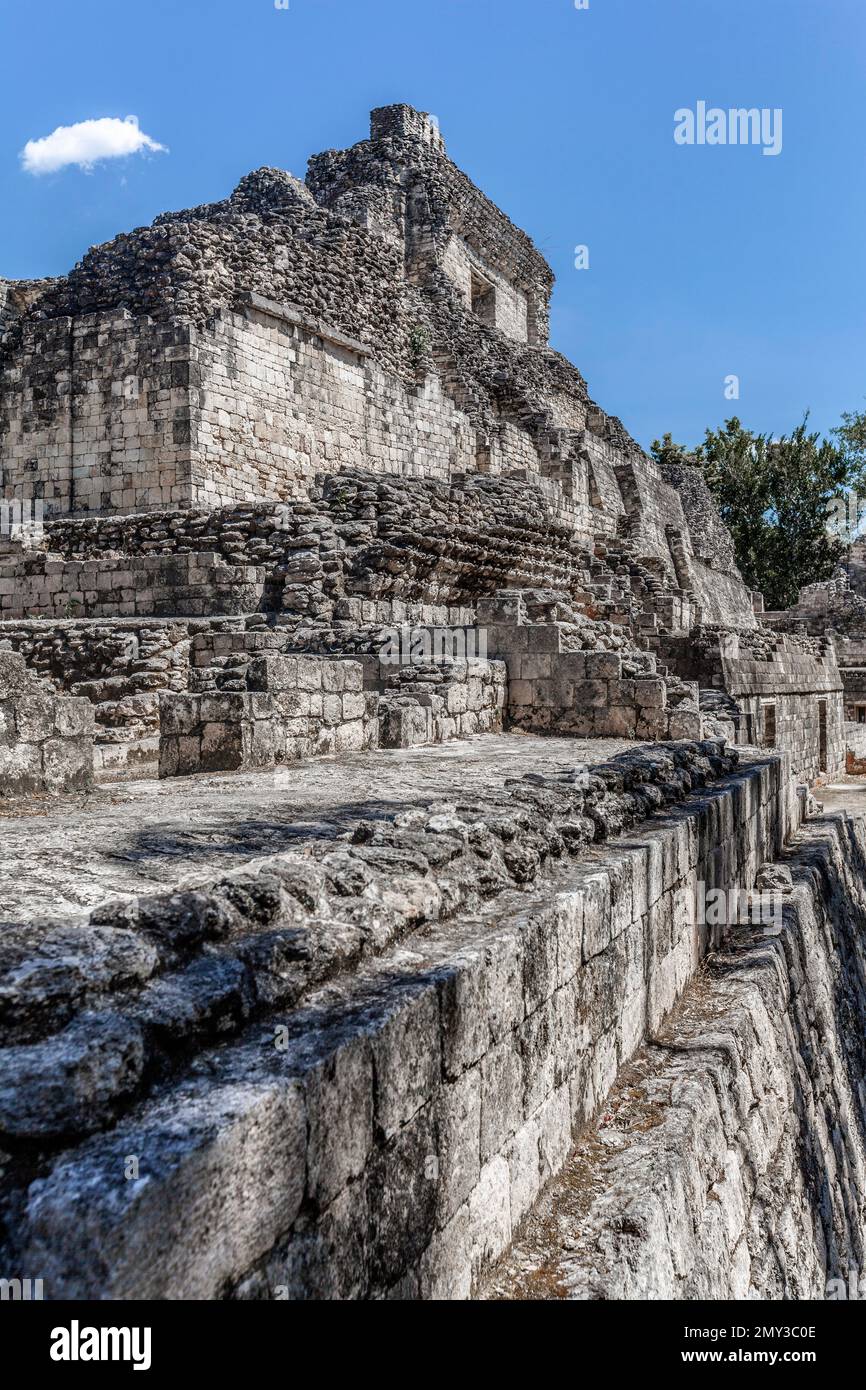 Structure X of the Mayan ruins at Becán, Yucatán Peninsula, Mexico ...