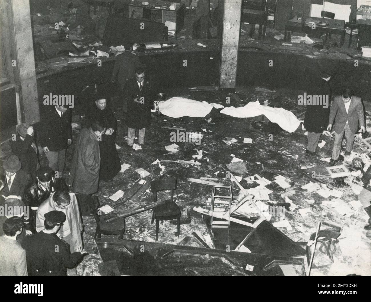The bank in Piazza Fontana after the bomb exploded, Milan, Italy 1969 ...