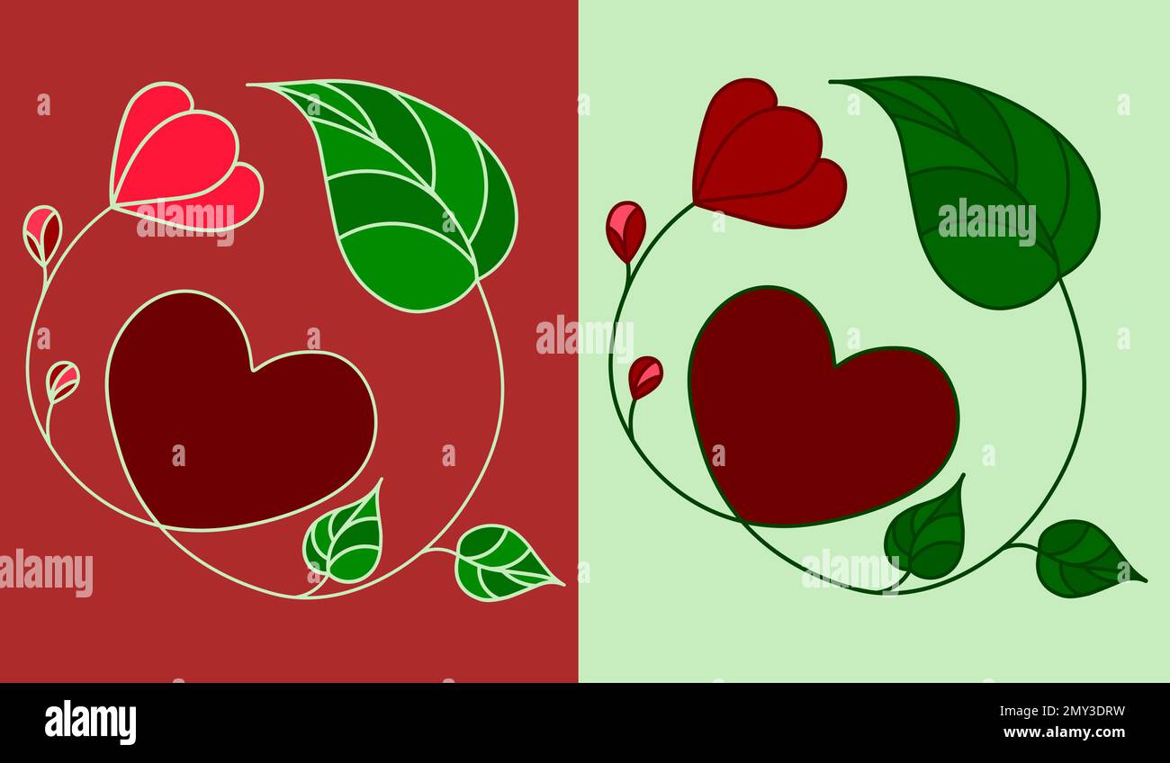 Set plants and heart vector illustration Stock Vector Image & Art - Alamy
