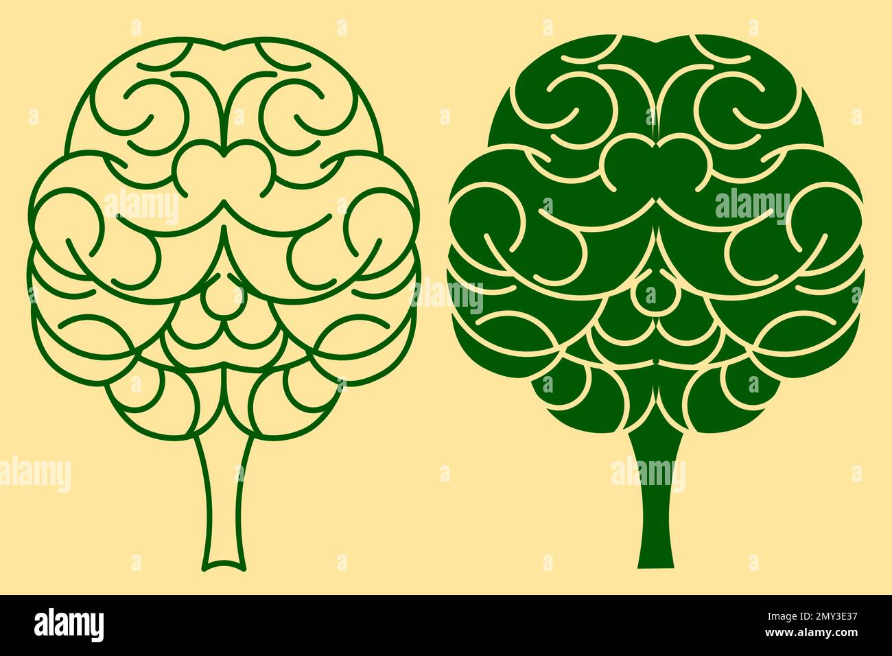 Set tree brain logo vector element for design Stock Vector Image & Art ...