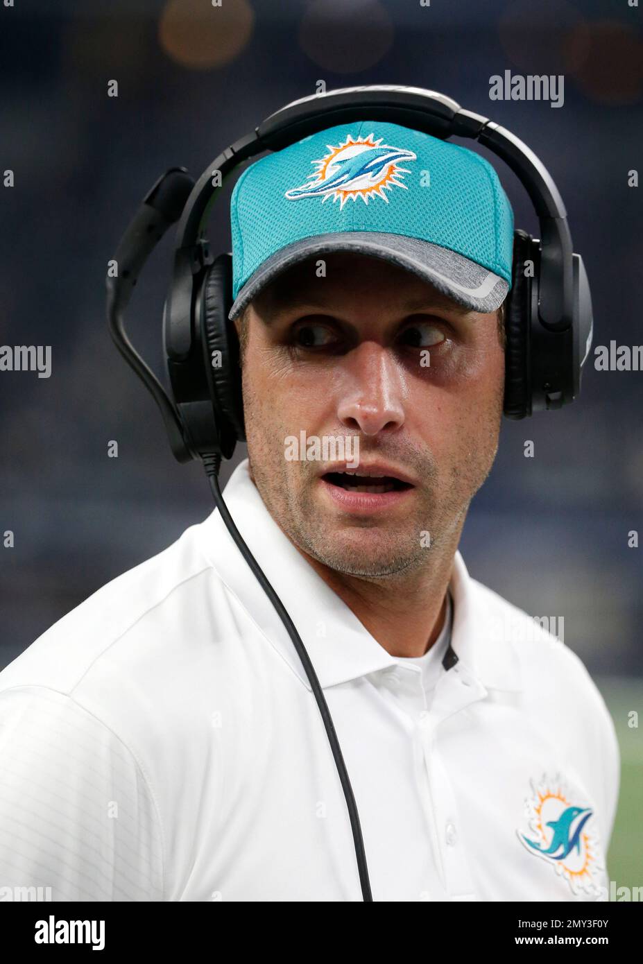 Miami Dolphins head coach Adam Gase stands on the sideline in the ...