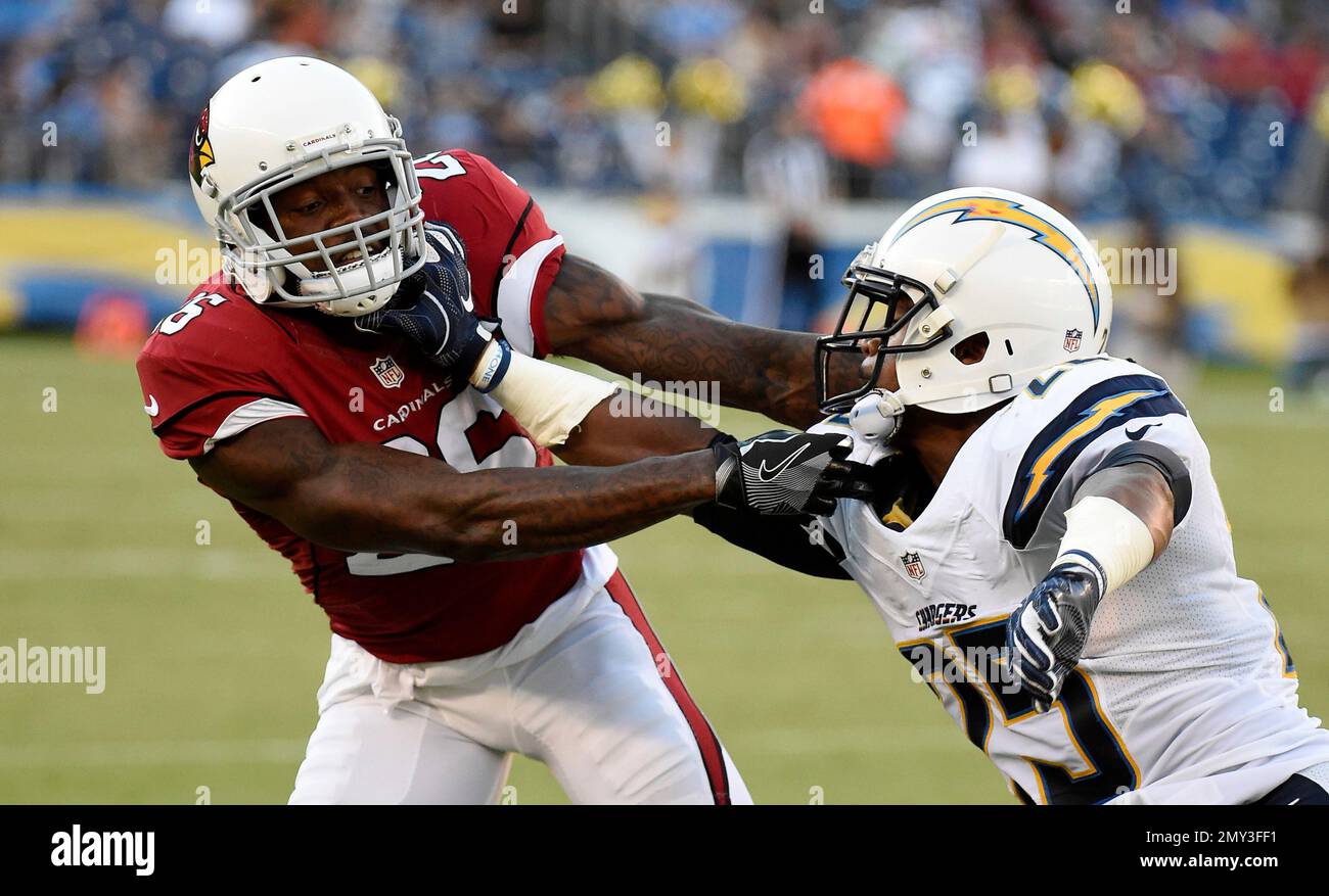 Arizona Cardinals' Brandon Williams, left, and San Diego Chargers ...