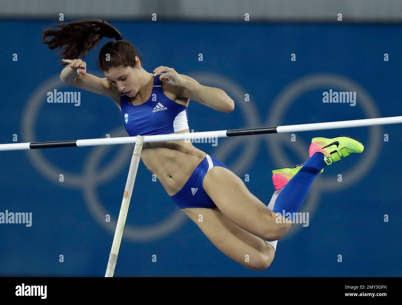 Greece's Ekaterini Stefanidi competes in the women's pole vault final ...