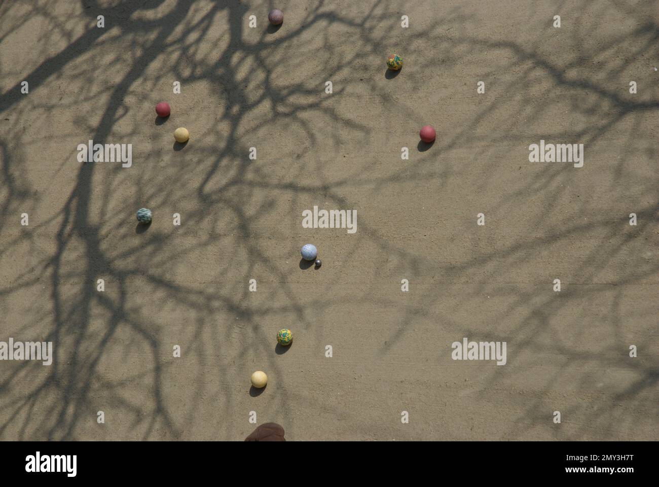 Boule balls on a playing field Stock Photo - Alamy