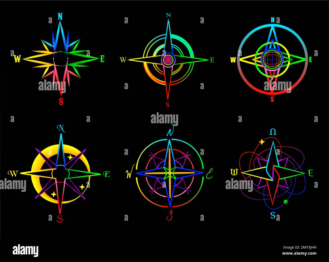 Rose of Wind neon vector illustration element for design Stock Vector ...