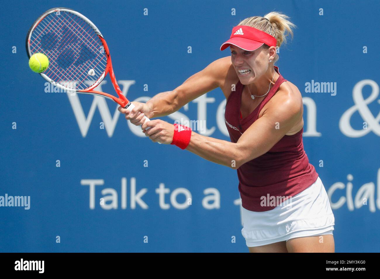 Angelique Kerber, of Germany, returns to Carla Suarez Navarro, of Spain ...
