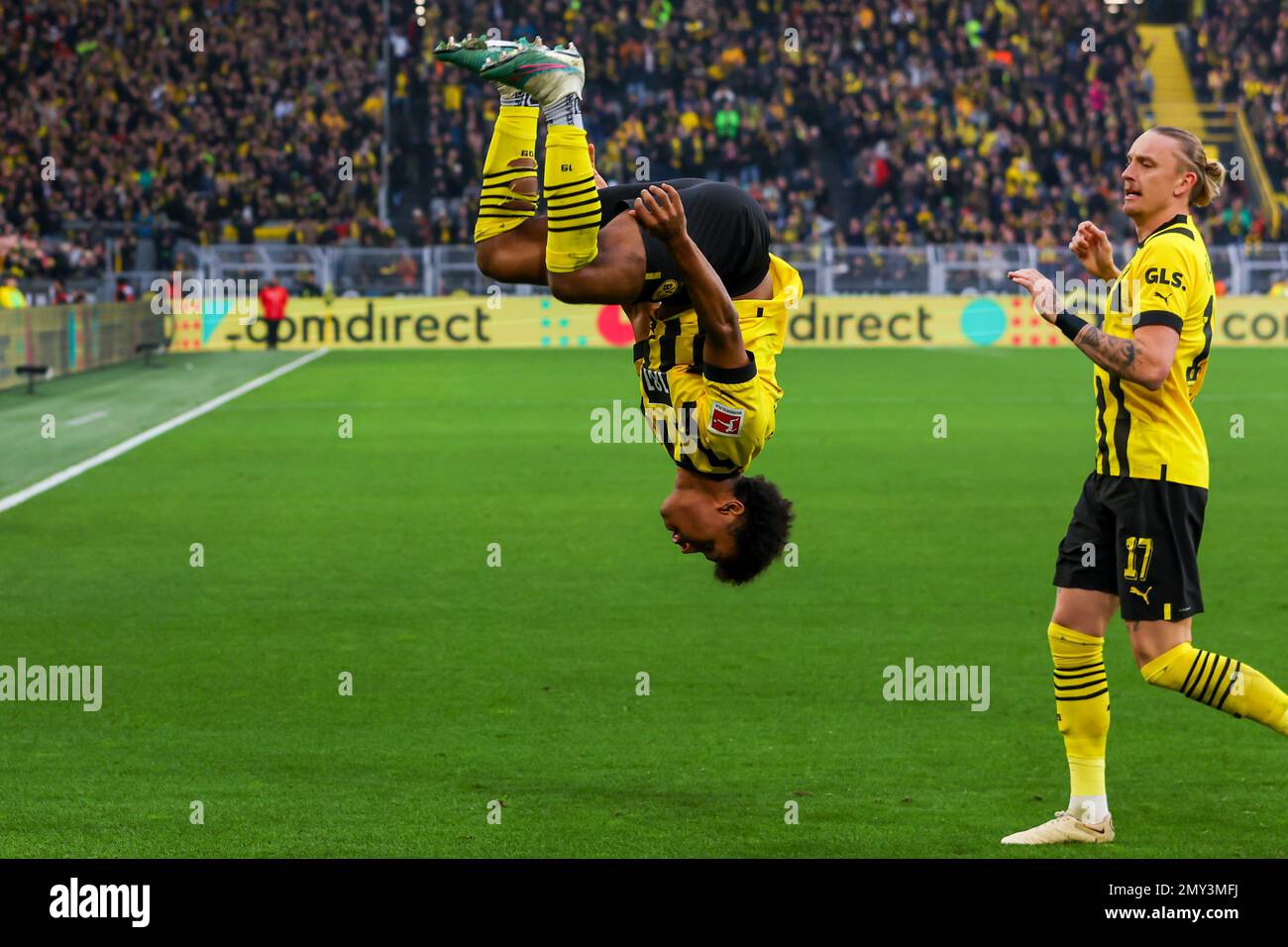 DORTMUND, GERMANY - FEBRUARY 4: Karim Adeyemi of Borussia Dortmund is ...